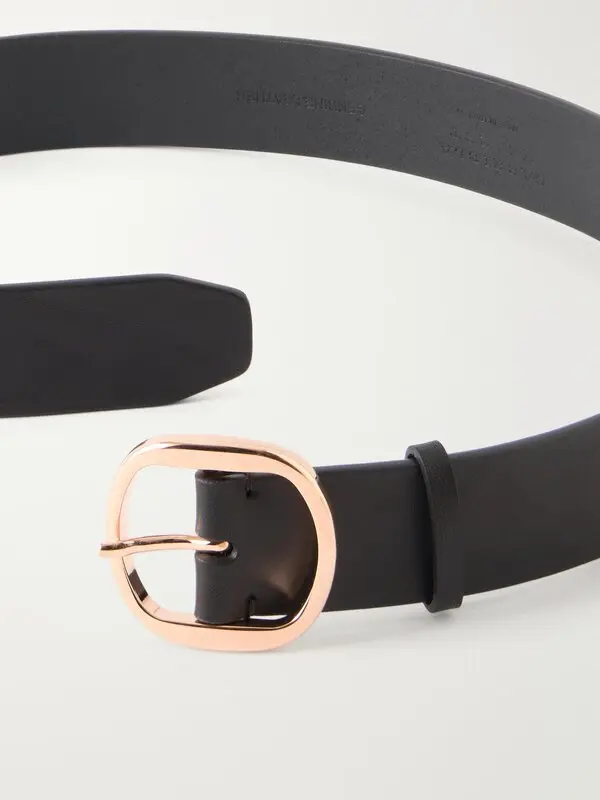 Gabriela Hearst Elster Leather Belt With Rose Gold Tone Buckle - Black