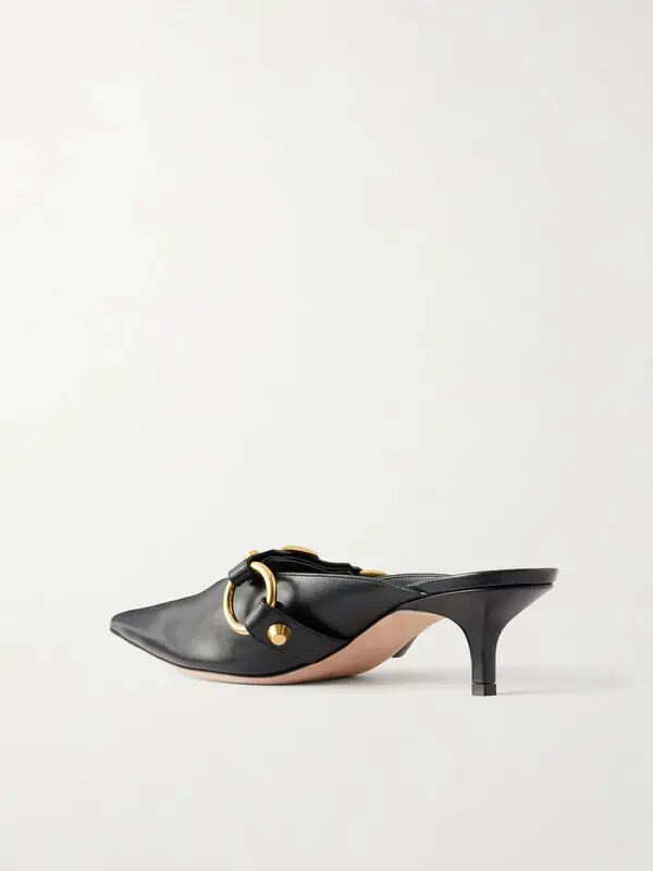 Balenciaga City Embellished Leather Mules - Black