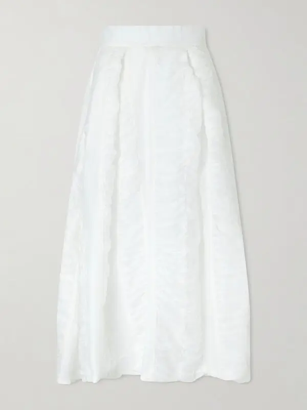 Thierry Colson Ruched Cotton-gauze Midi Skirt