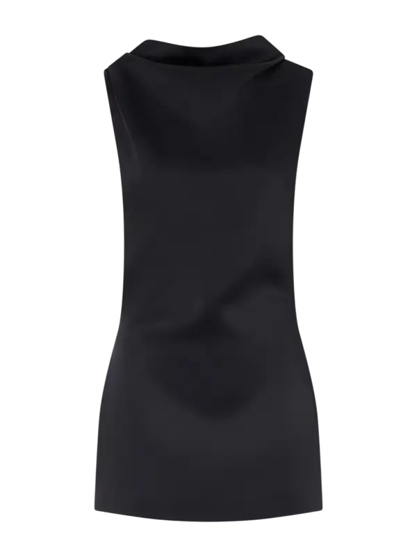 Khaite Astor Crepe Mini Dress With Cowl Neck - Black