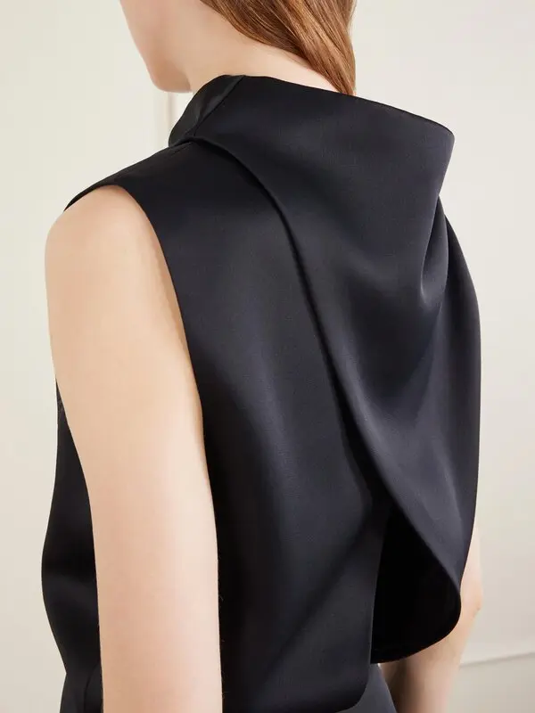 Khaite Astor Crepe Mini Dress With Cowl Neck - Black