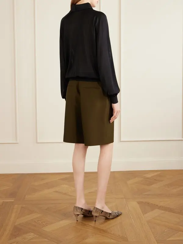 Khaite Alexa Silk-knitted Polo Sweater - Black