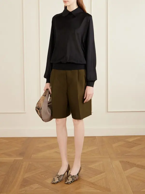 Khaite Alexa Silk-knitted Polo Sweater - Black