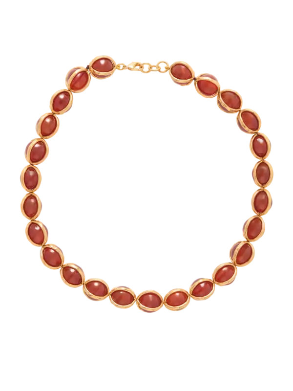 JIL SANDER Gold-tone Agate Beaded Necklace