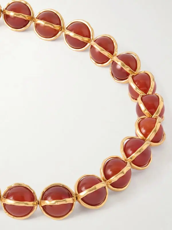 JIL SANDER Gold-tone Agate Beaded Necklace