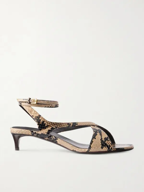 Khaite Liria Python-embossed Leather Sandals - Animal Print