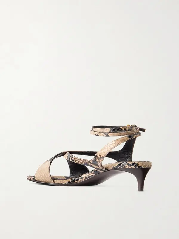 Khaite Liria Python-embossed Leather Sandals - Animal Print