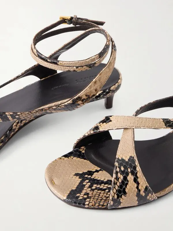 Khaite Liria Python-embossed Leather Sandals - Animal Print