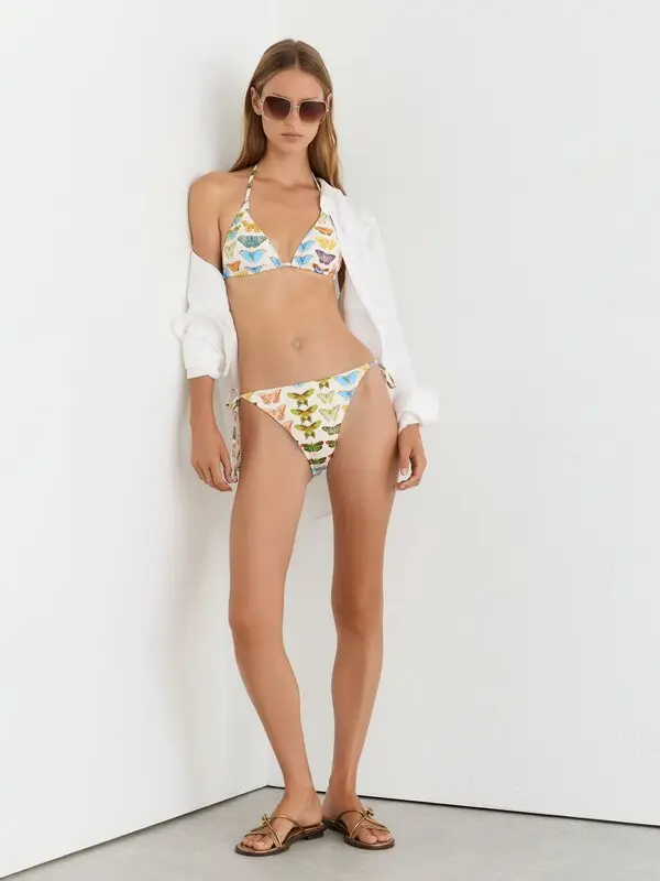 REISS Thia' Butterfly Print Bikini Bottoms - Cream Print