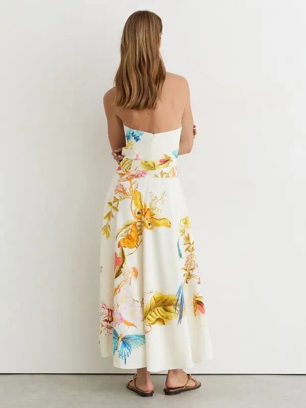 REISS Anisa Bustier Midi Dress With Nybg Print
