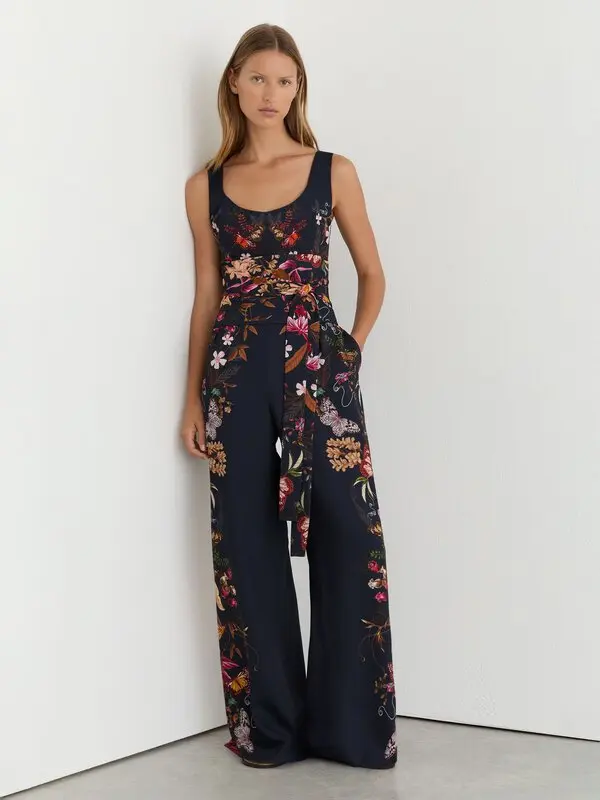 REISS Clara Nybg Printed Wide-leg Jumpsuit
