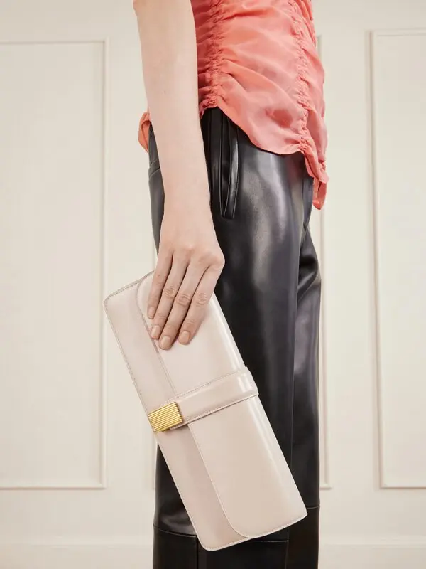 Khaite Blake Leather Clutch - Neutrals