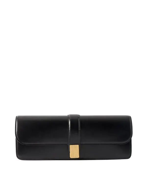 Khaite Leather Clutch With Gold Tone Clasp - Black