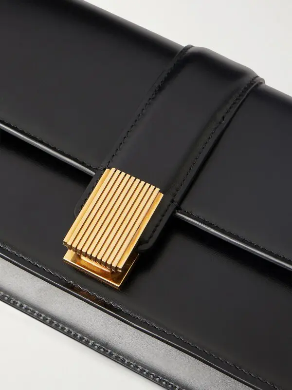 Khaite Leather Clutch With Gold Tone Clasp - Black