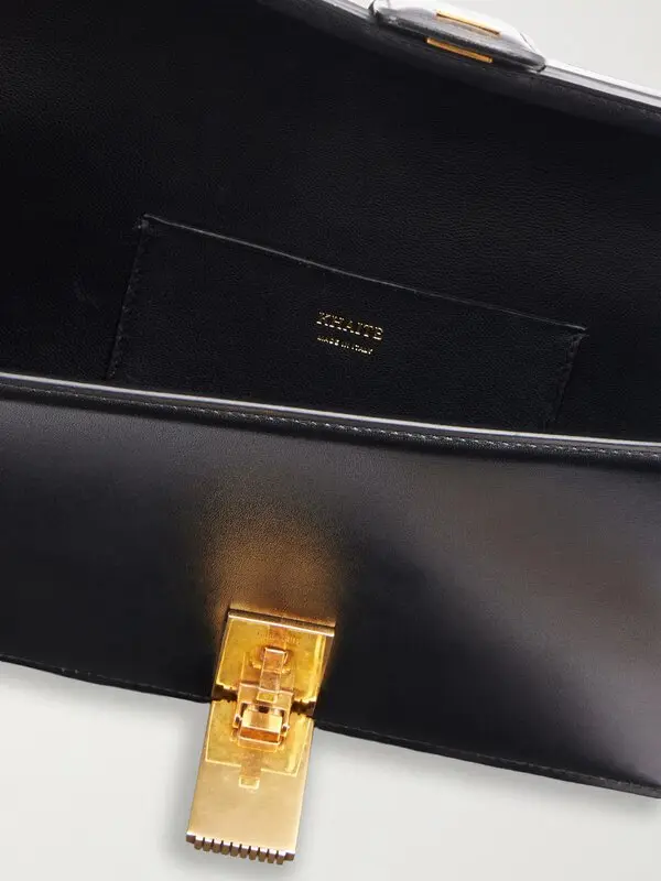 Khaite Leather Clutch With Gold Tone Clasp - Black