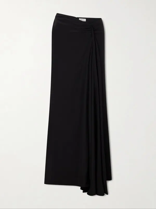 Alexander McQueen Draped Silk Maxi Skirt - Black