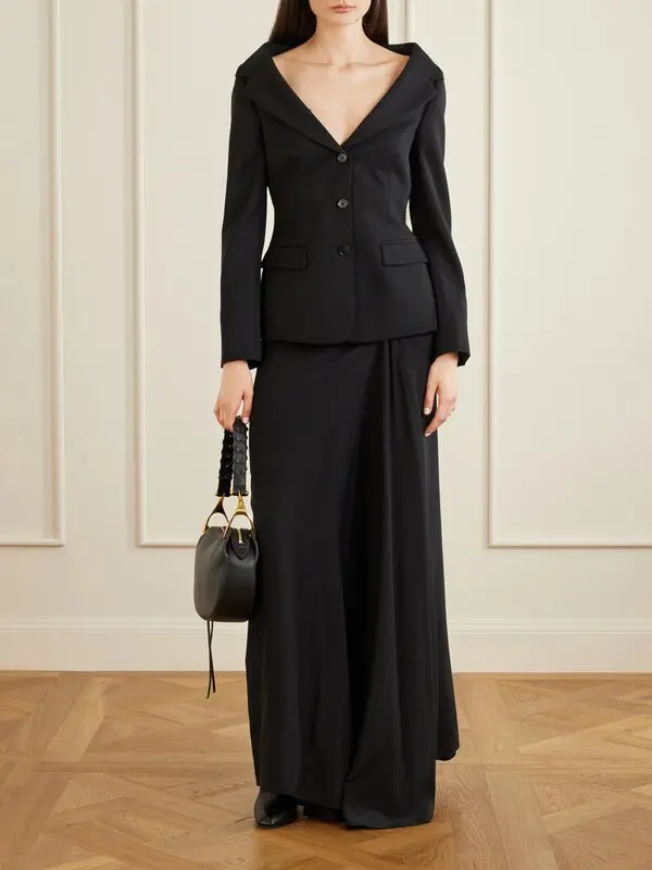 Alexander McQueen Draped Silk Maxi Skirt