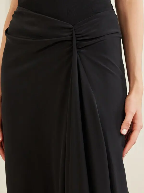 Alexander McQueen Draped Silk Maxi Skirt