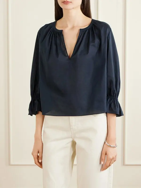 FRAME Poet Cotton Blouse - Blue