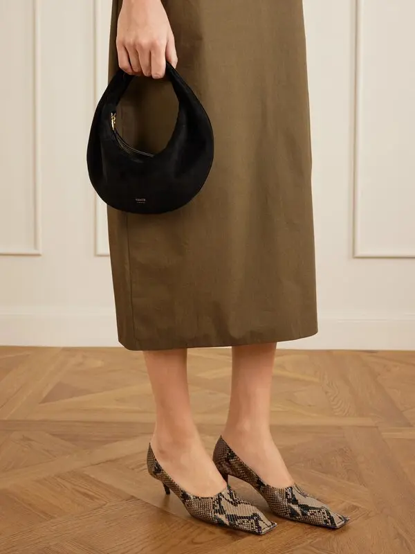 Khaite Olivia Mini Suede Shoulder Bag - Black