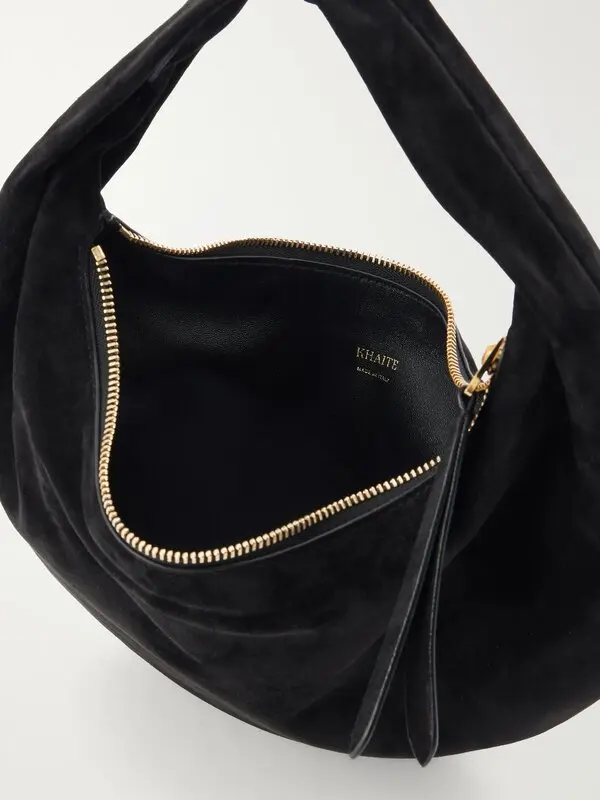 Khaite Olivia Mini Suede Shoulder Bag - Black