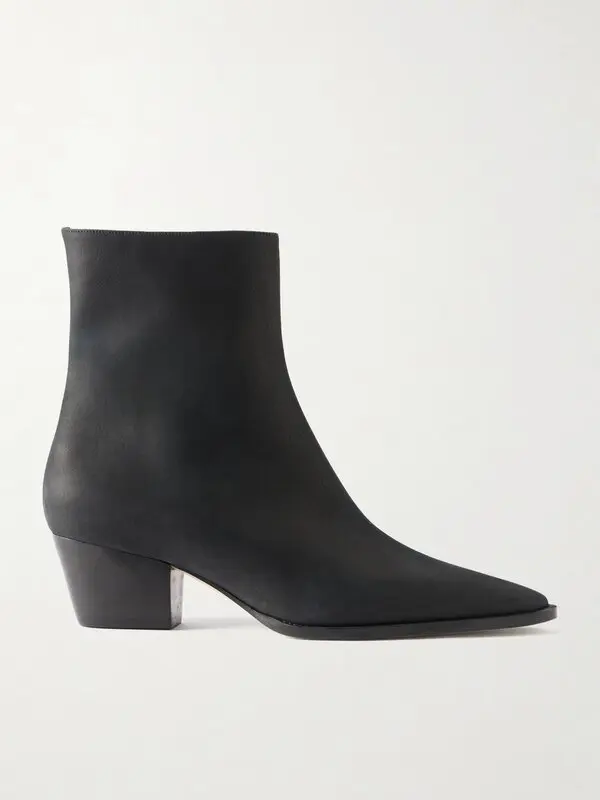 Manolo Blahnik Aliera 50 Nubuck Ankle Boots - Black