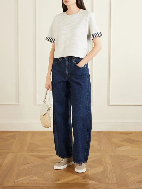FRAME Striped Cuff Pima Cotton T-shirt