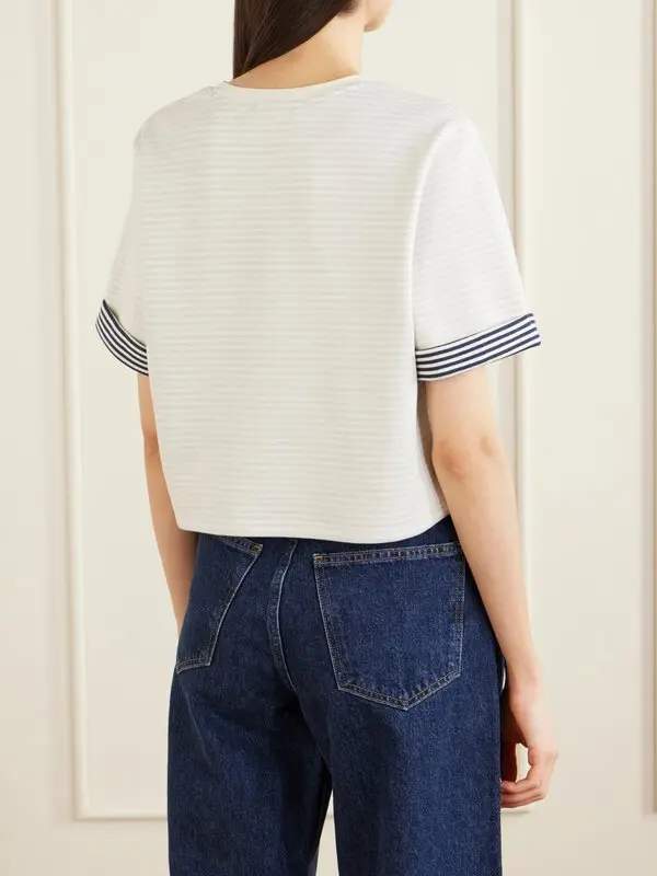 FRAME Striped Cuff Pima Cotton T-shirt
