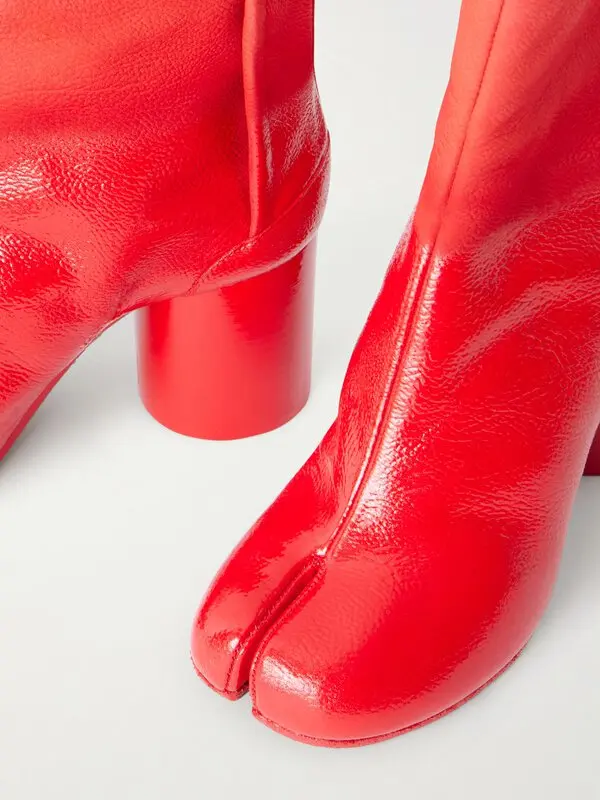 MAISON MARGIELA Tabi Split-toe Leather Ankle Boots - Red