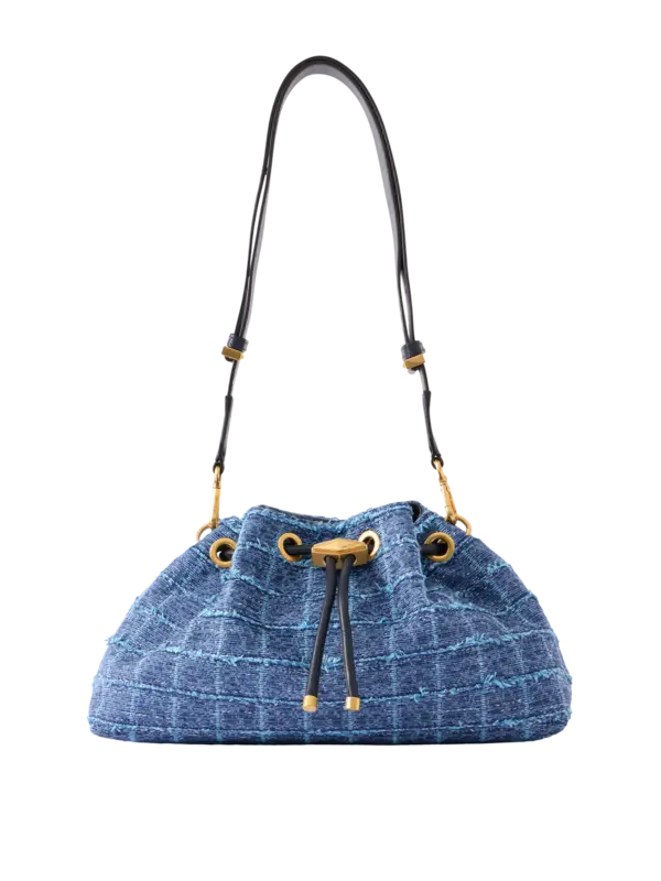 JIMMY CHOO Cinch Medium Denim Shoulder Bag - Blue