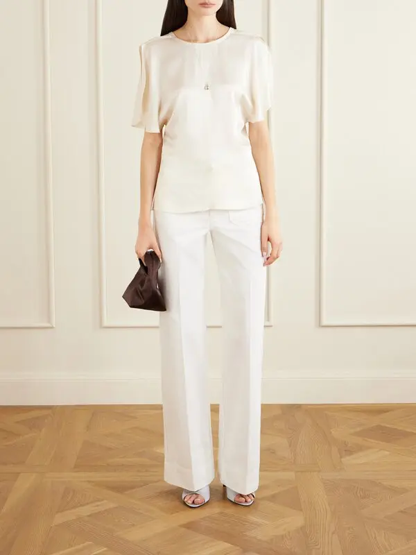 Victoria Beckham Bella Draped Satin Blouse - Neutrals