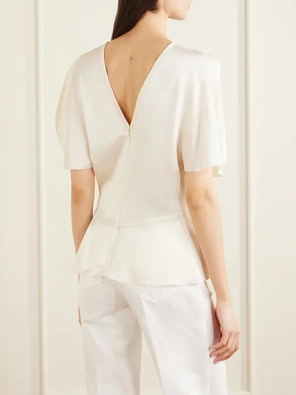 Victoria Beckham Bella Draped Satin Blouse - Neutrals