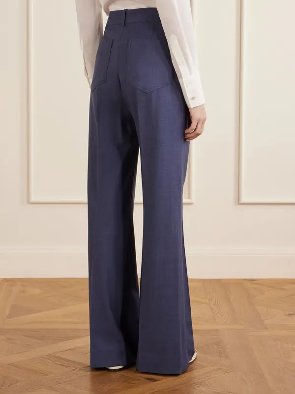 Victoria Beckham Alina Woven Wide-leg Trousers - Blue