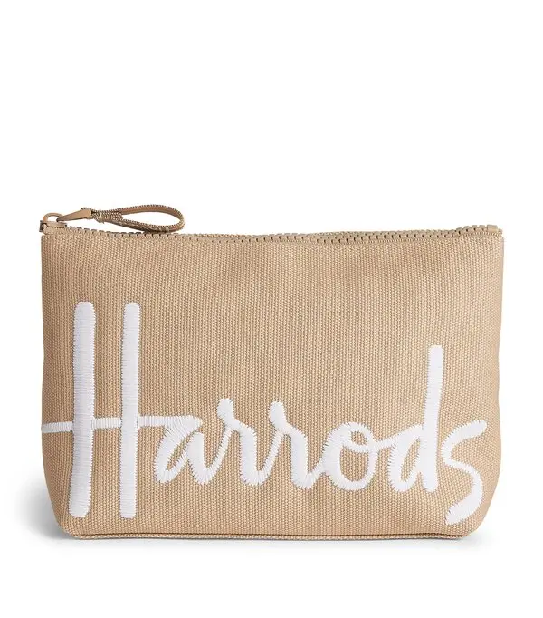 Harrods Cotton Logo Cosmetic Bag - Neutral