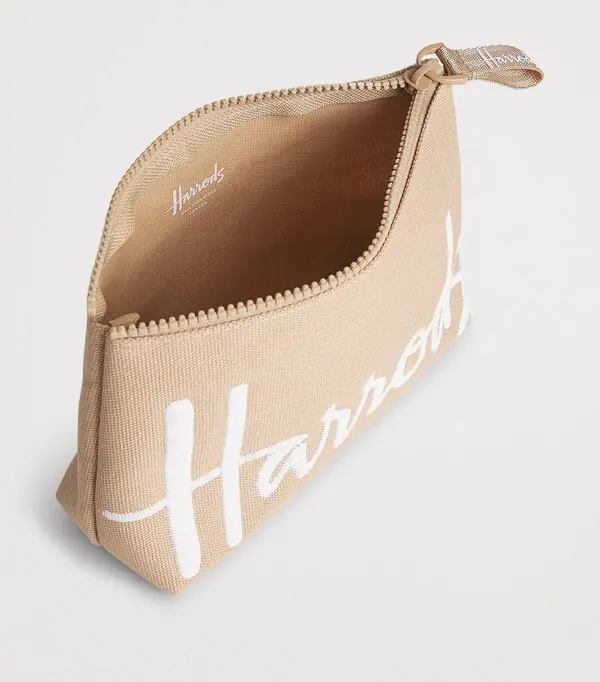 Harrods Cotton Logo Cosmetic Bag - Neutral