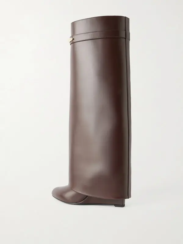 Givenchy Shark Knee High Leather Boots - Brown