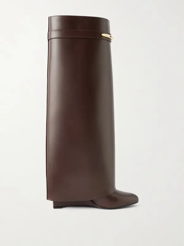 Givenchy Shark Knee High Leather Boots - Brown
