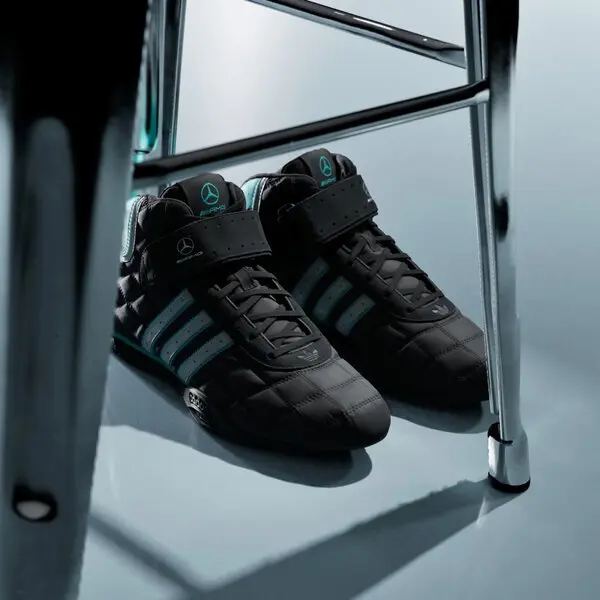 Adidas Adiracer Hi Mercedes Amg Petronas F1 Team Shoes - Core Black / Matte Silver / Semi Mint Rush