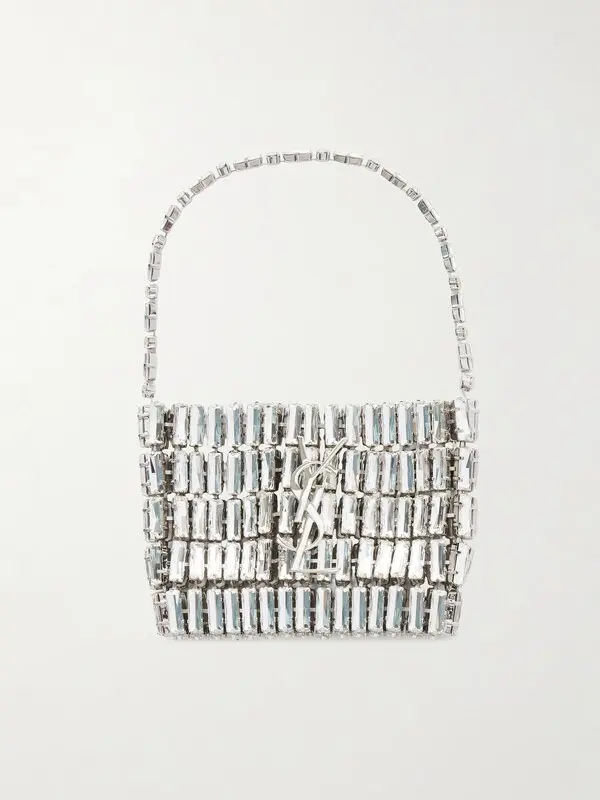 Saint Laurent Evening Micro Crystal-embellished Shoulder Bag - Silver