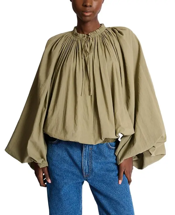 Balmain Cotton Blouse With Tie Neck Detail