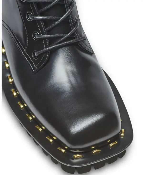 Balmain Glazed Leather Combat Boots