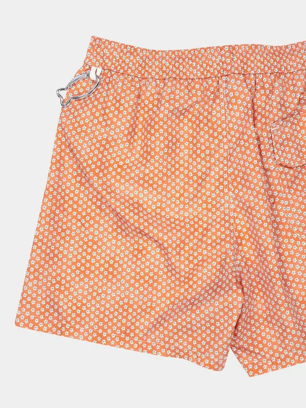 Fedeli Geometric Print Swim Trunks - Orange