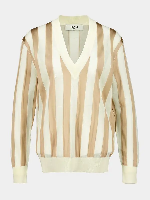 Fendi Pequin Silk And Cotton Jumper - Beige