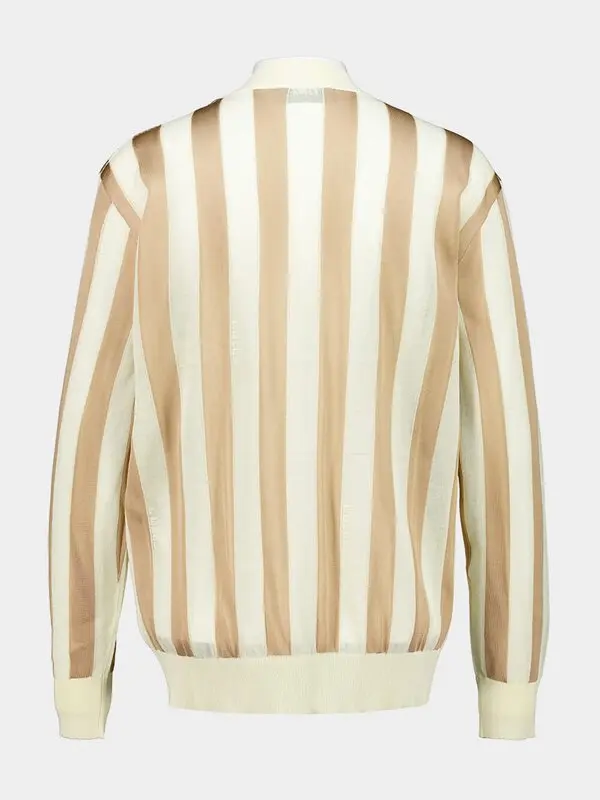 Fendi Pequin Stripe V-neck Jumper - Beige