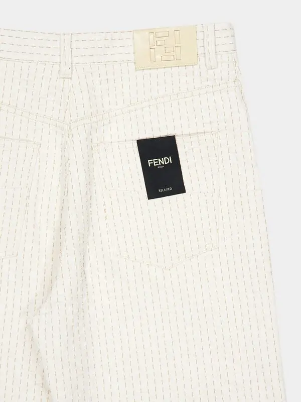 Fendi Straight Cut Denim Jeans With Beige Topstitching