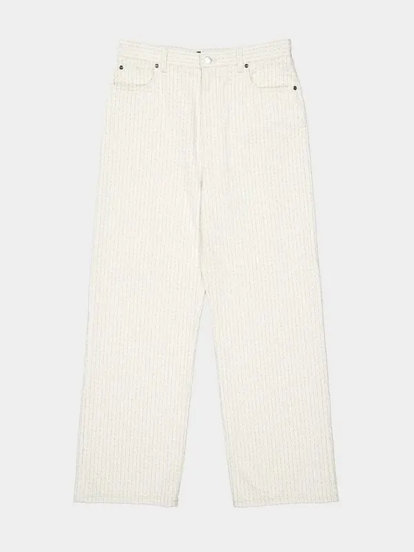 Fendi Straight Cut Denim Jeans With Beige Topstitching