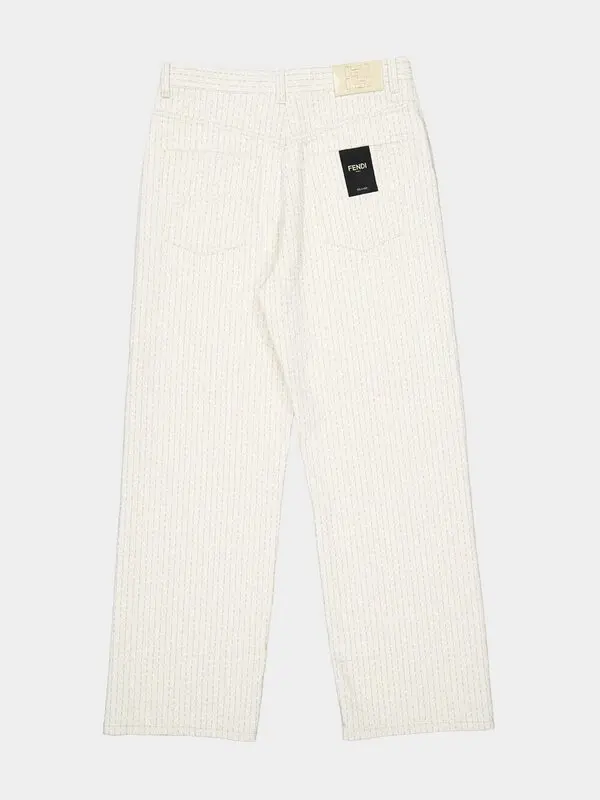 Fendi Straight Cut Denim Jeans With Beige Topstitching