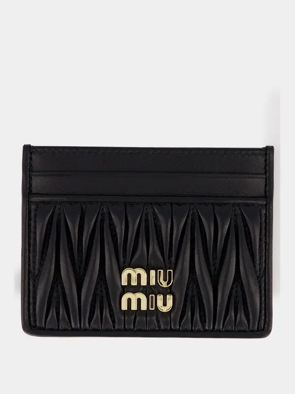 Miu Miu Matelassé Nappa Leather Card Holder - Black