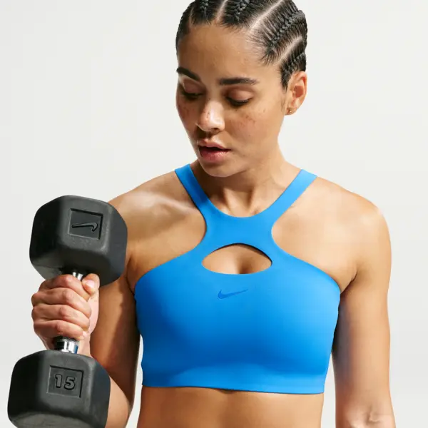 Nike Universa Medium-support Padded Sports Bra - Blue
