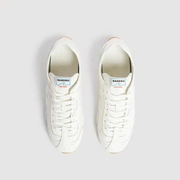 Sandro Light Wave Leather Sneakers - Ecru